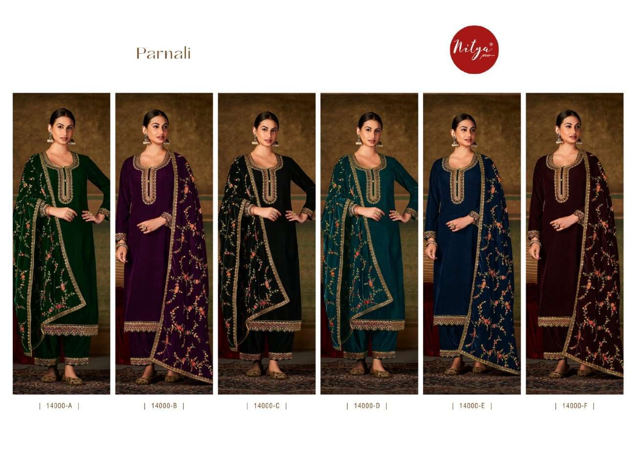 PARNALI BY LT FABRICS 14000-A TO 14000-F SERIES BEAUTIFUL FESTIVE SUITS ...